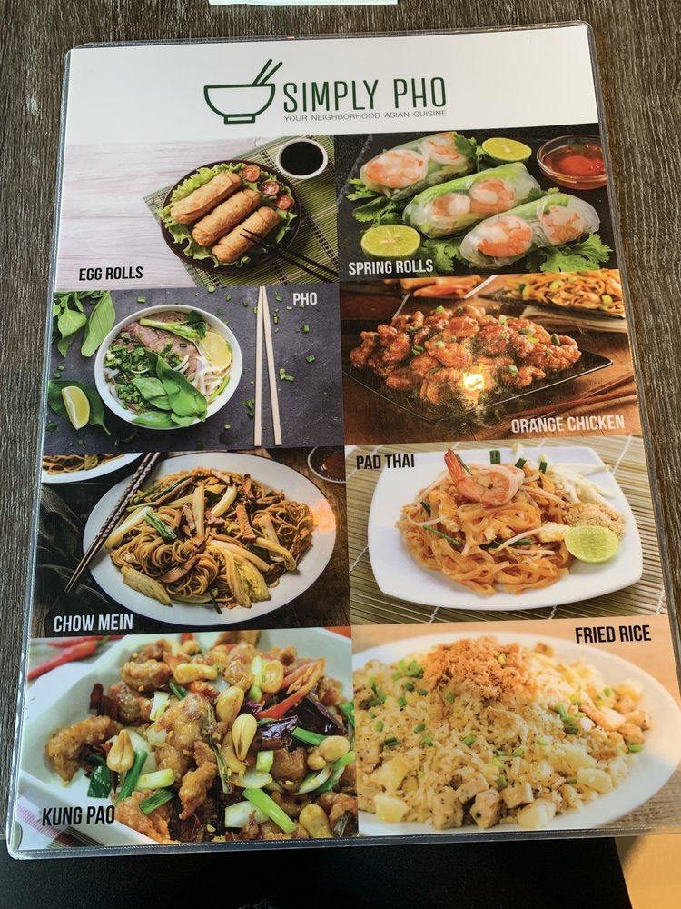 Menu at Simply Pho restaurant, Salem
