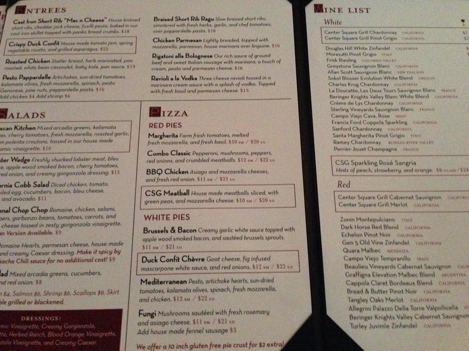 Menu at Center Square Grill pub & bar, East Longmeadow