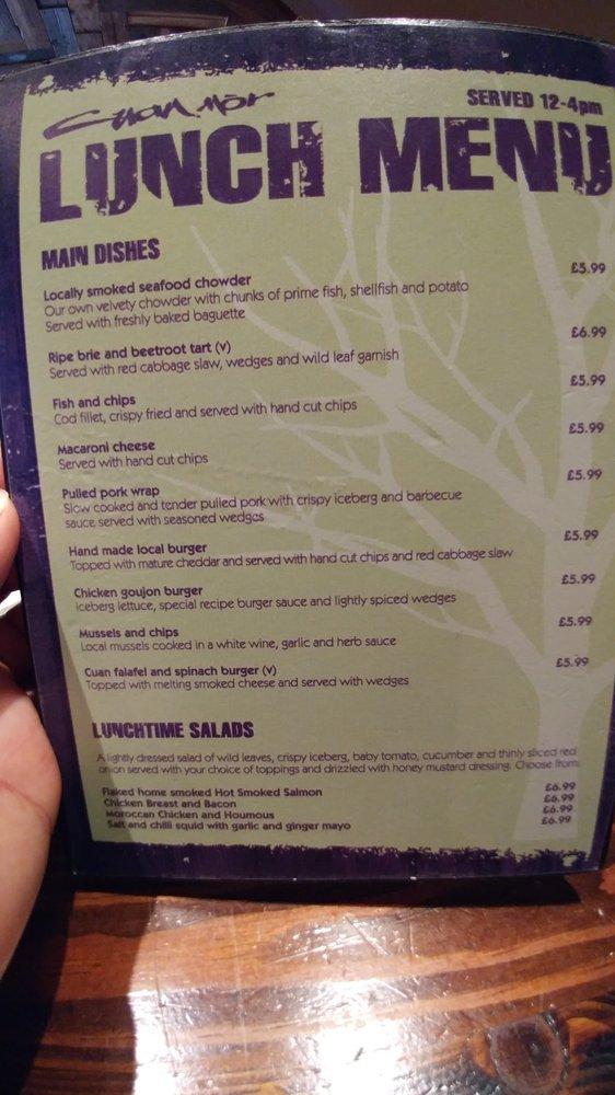 Menu at Cuan Mor restaurant, Oban