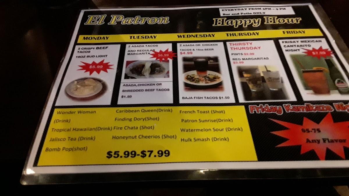 Menu at El Patron Bar and Grill, Bakersfield, Panama Ln