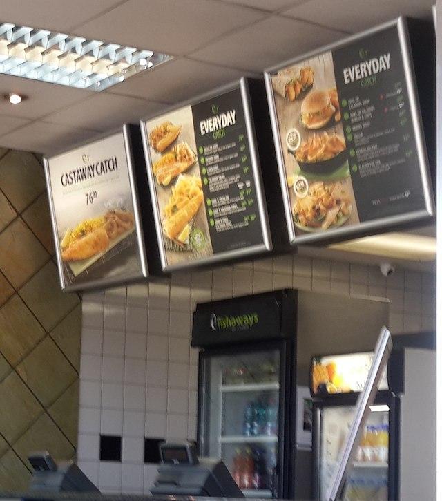 Menu at Fishaways restaurant, Pretoria, Willem Botha Dr