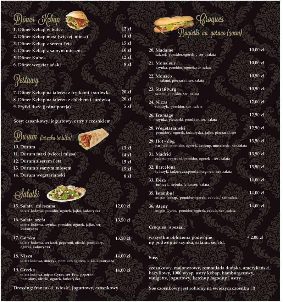 Menu at No1 Efes Kebap &Croques pub & bar, Jelenia Góra