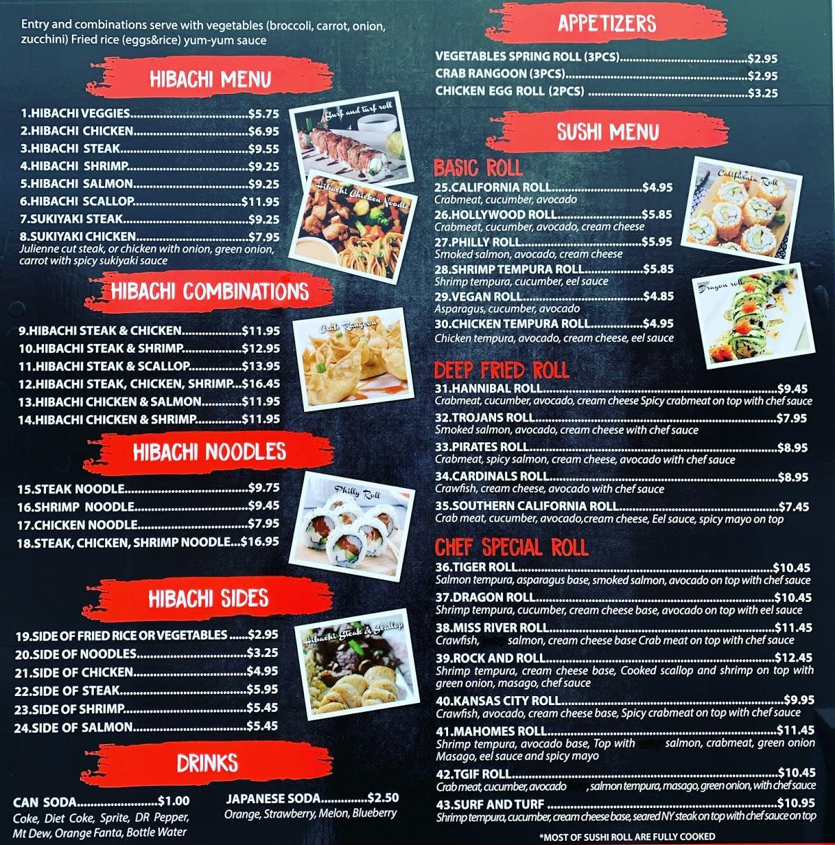 Menu at Okinawa Hibachi and Sushi Hannibal MO restaurant, Hannibal