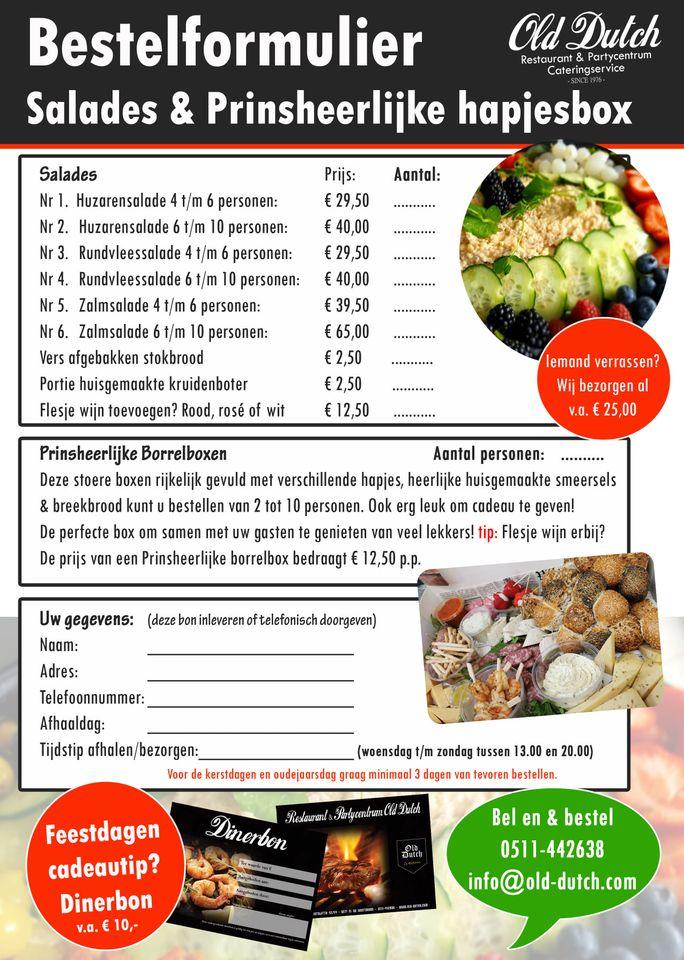 Menu at Old Dutch, De Westereen