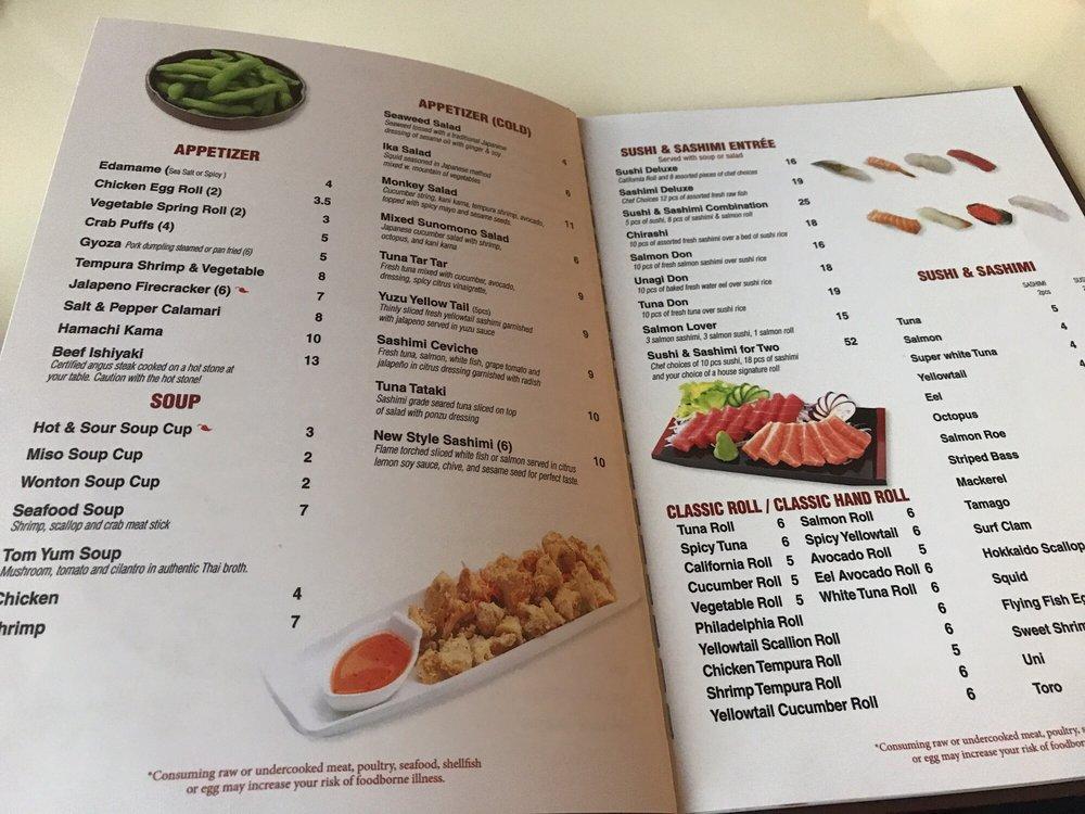 Menu at Zen Asian Bistro & Sushi restaurant, McAllen