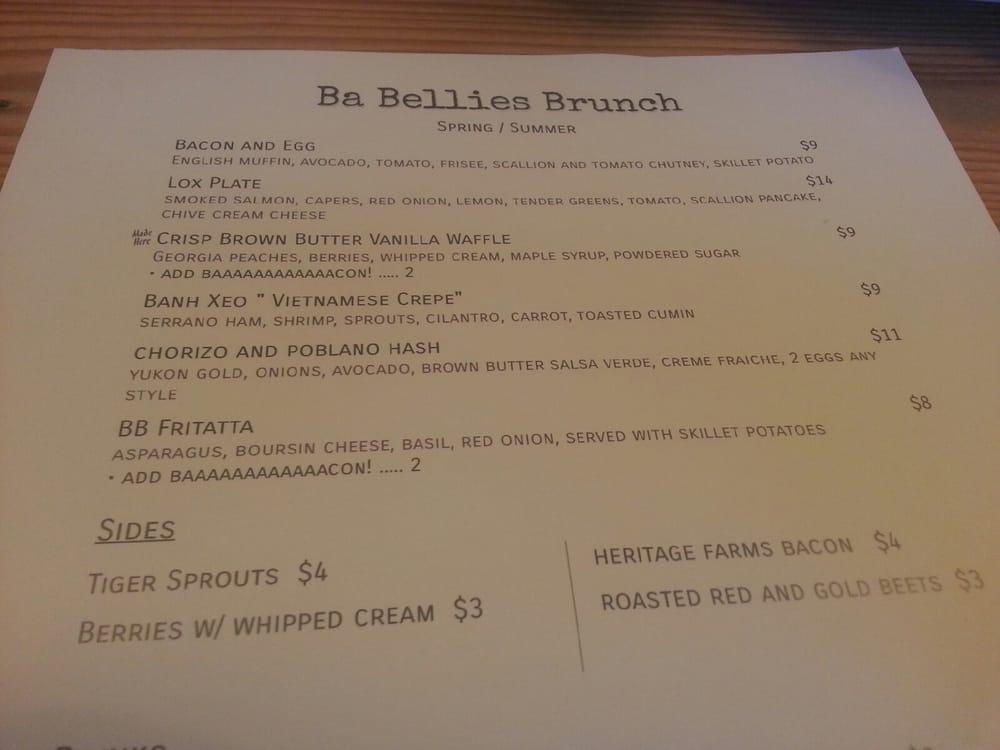 Menu at Ba Bellies pub & bar, Peachtree Corners