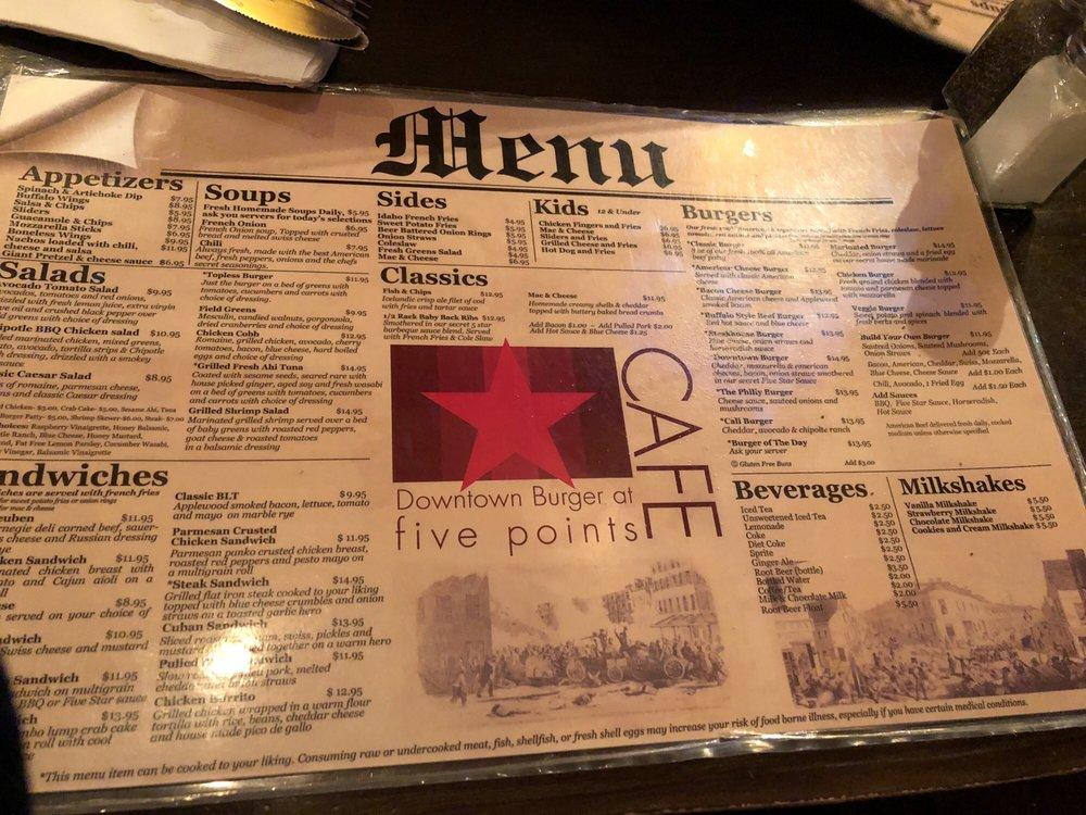 Menu at Five Points Cafe, Sayville