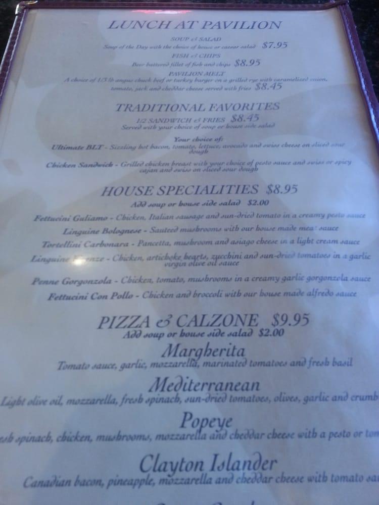 Menu at Pavilion Bar & Grill, Clayton