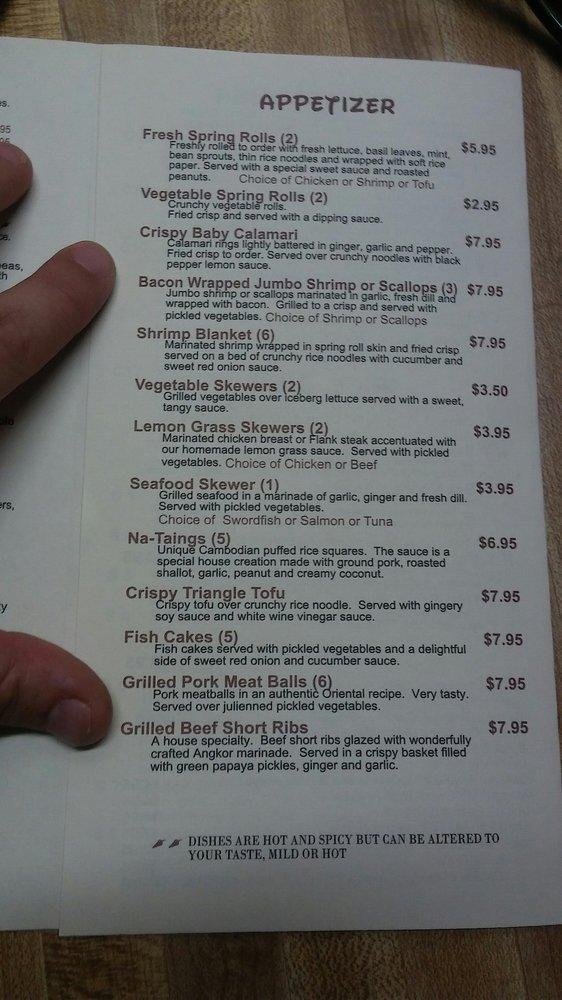 Menu at Angkor - Cambodian Thai Cuisine restaurant, Pittsburgh
