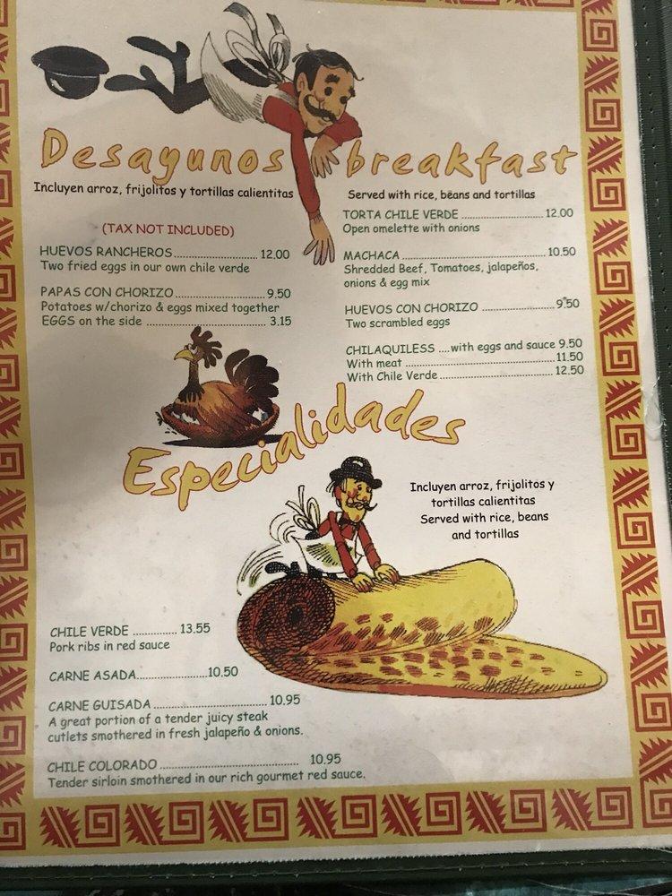 Menu at Arizona Cafe, Bakersfield
