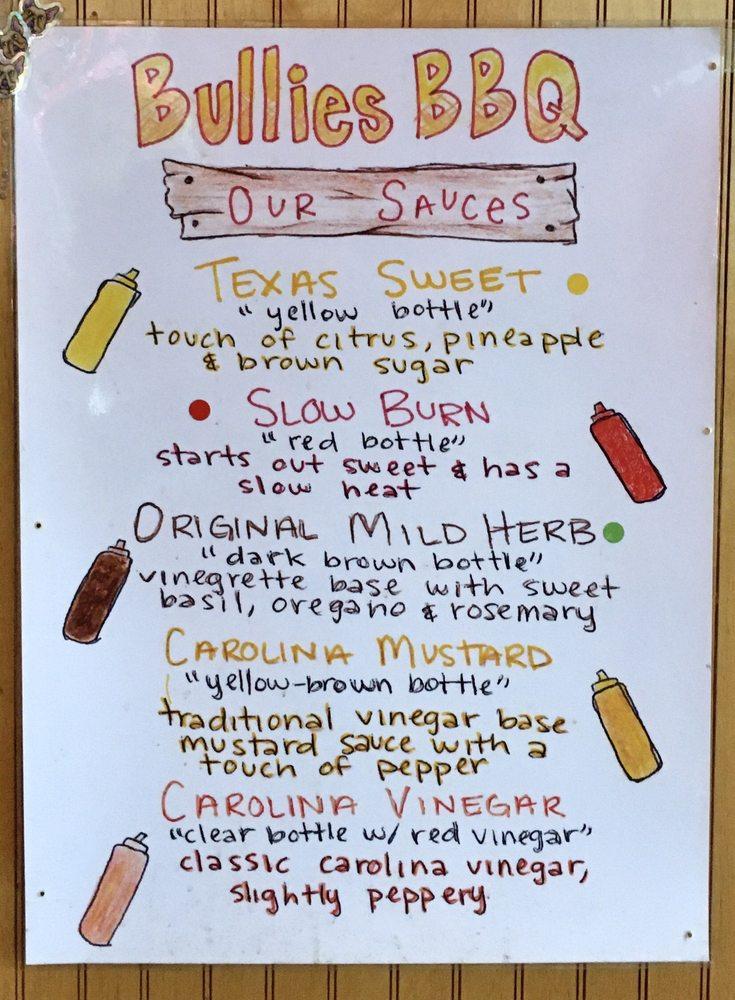Menu at Bullies BBQ, Hilton Head Island