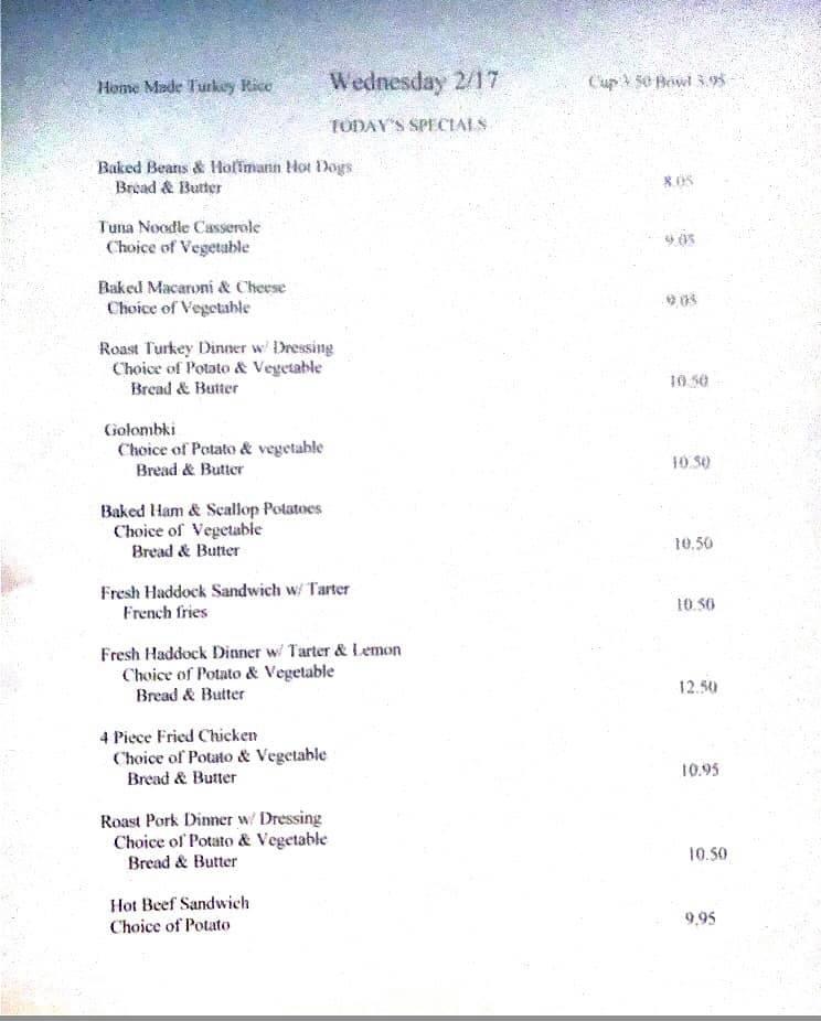 Menu at Eddie's Paramount Diner restaurant, Rome