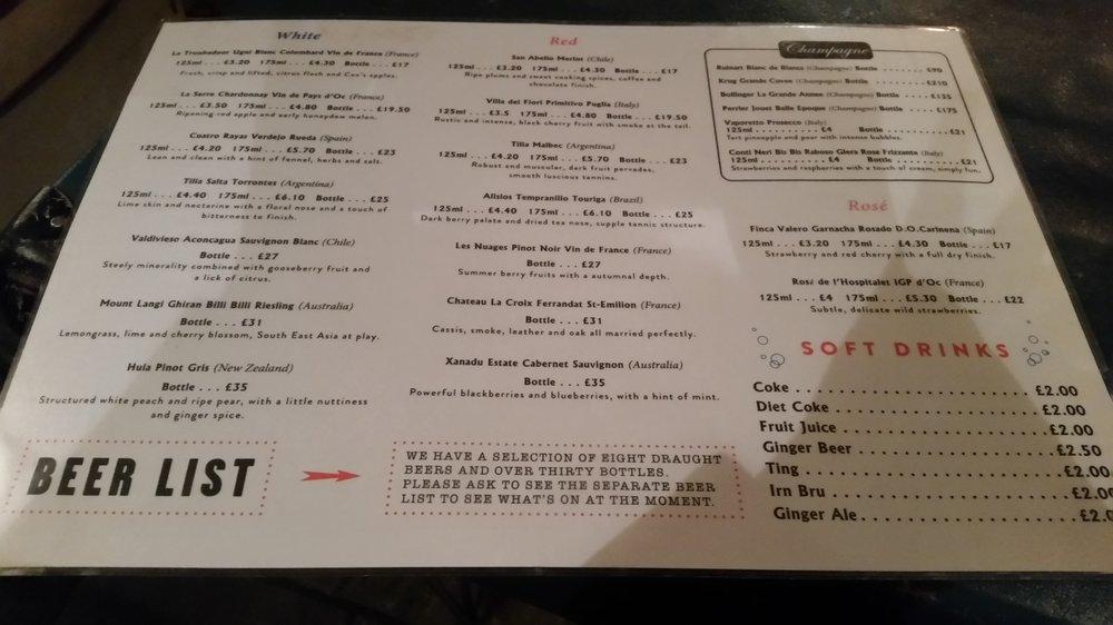 Menu at Hoot The Redeemer pub & bar, Edinburgh