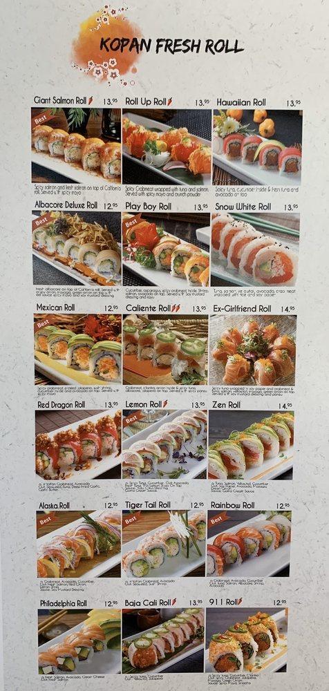 Menu at Kopan Sushi & Ramen restaurant, Whittier, Whittier Blvd ste b