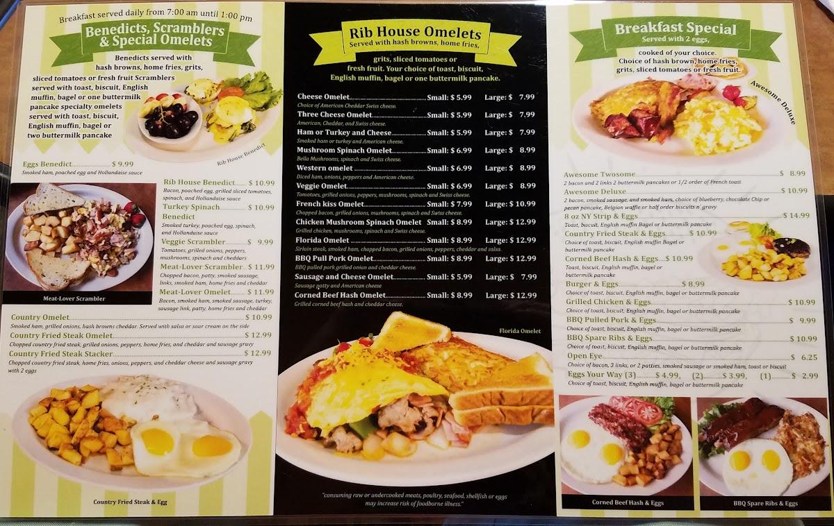 Menu at The Rib House restaurant, Lakeland