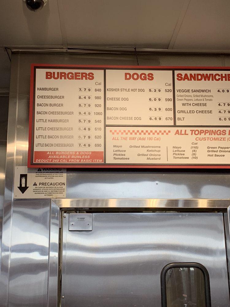 Menu at Five Guys fast food, Miami, 401 Biscayne Blvd