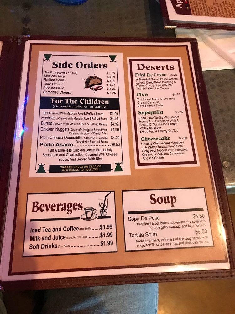 Menu at Mi Ranchito restaurant, Cabot, Trivia Drive