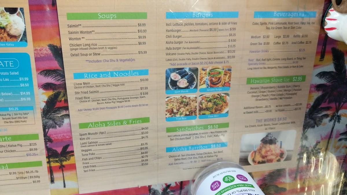 Menu at Aloha Food Factory restaurant, Alhambra