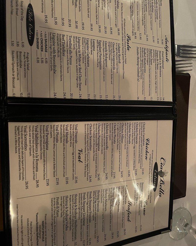 Menu at Ciao Bella Ristorante Italiano restaurant, Marco Island