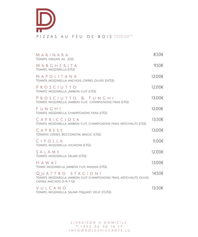Menu at Dolce E Piccante restaurant, Kayl