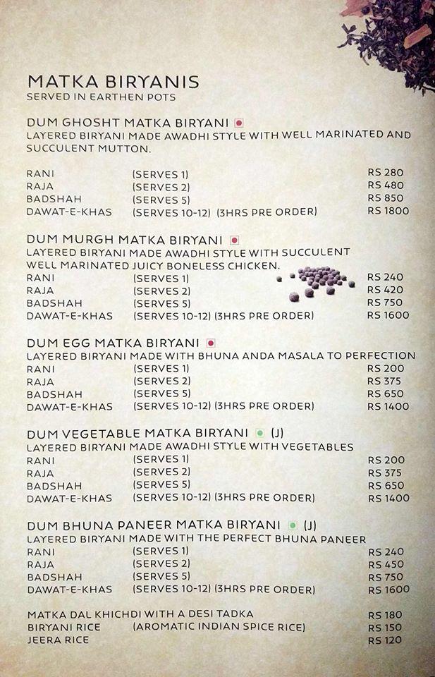 Menu at Mamuzzz The Biryani Badshah, India