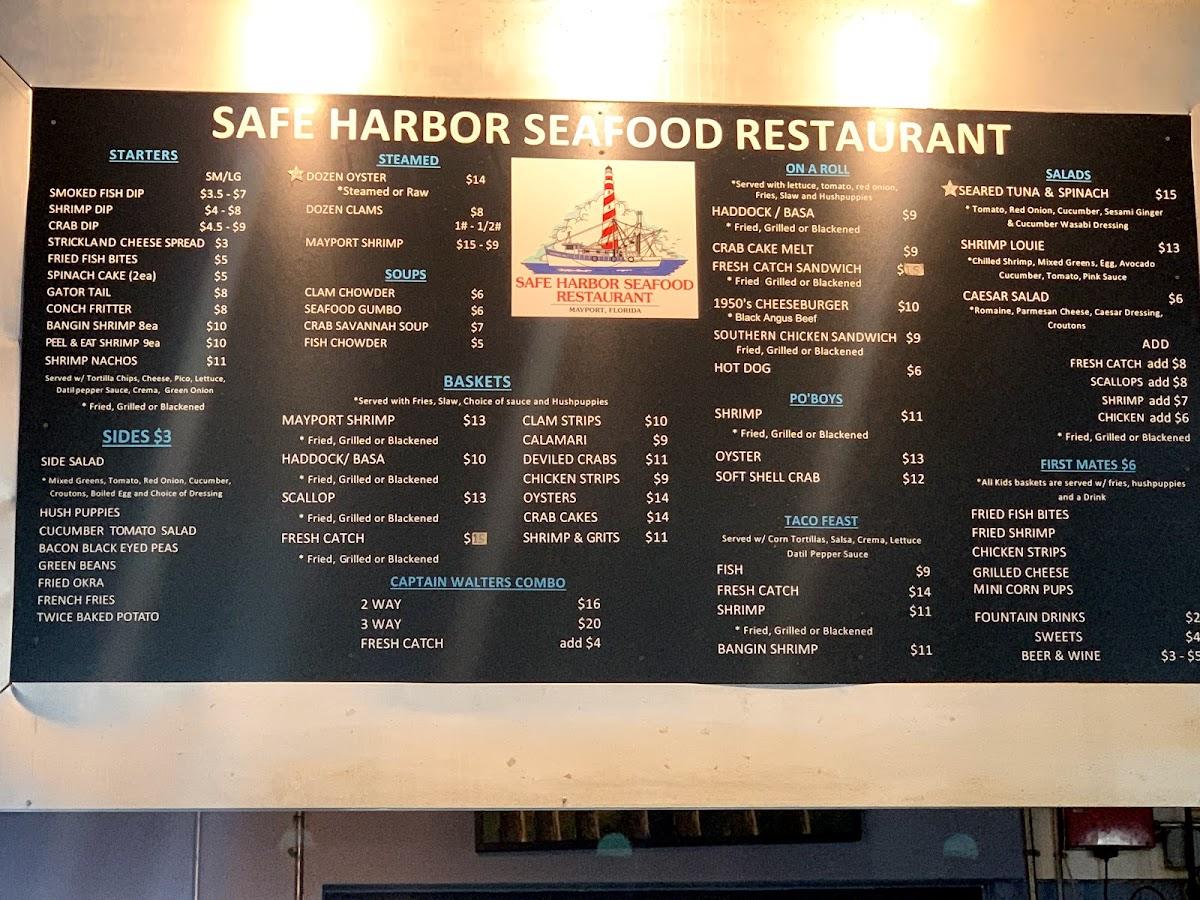Menu at Safe Harbor Seafood Restaurant, Jacksonville, Ocean St #3