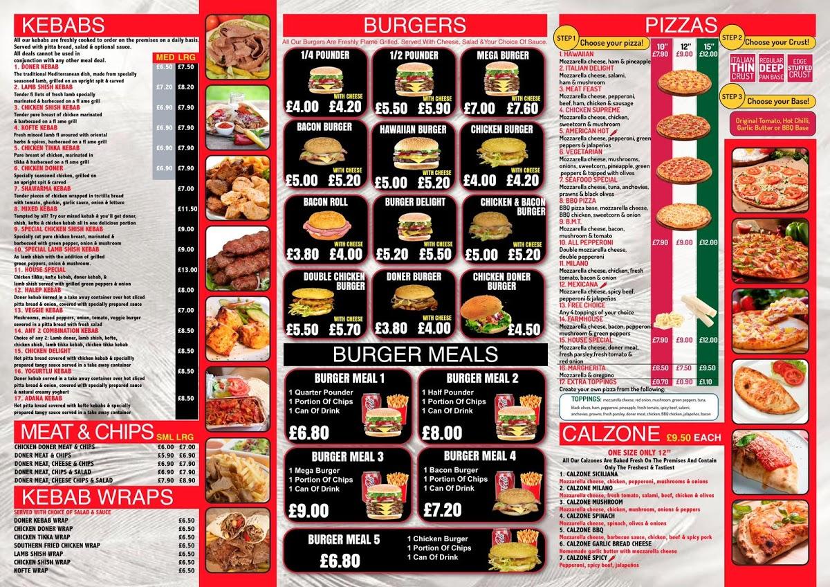 Menu at The Perfect Chef fast food, Colchester