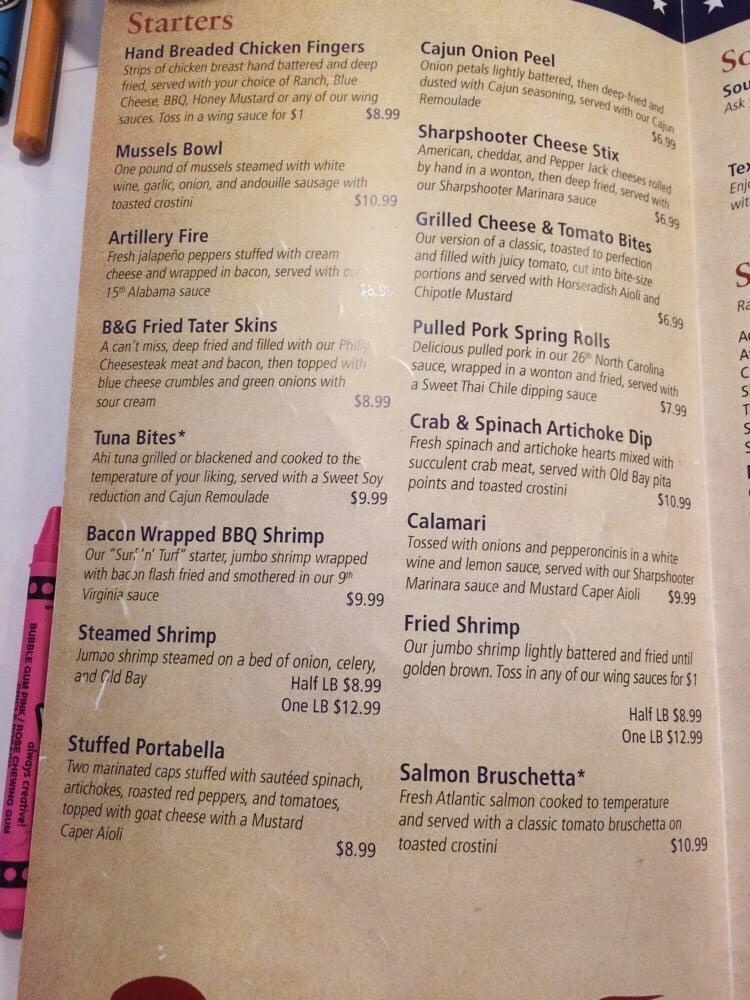 Menu at Blue & Gray Bar & Grill, Gettysburg