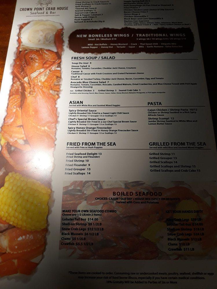 Menu at Crown Point Crab House restaurant, Charlotte