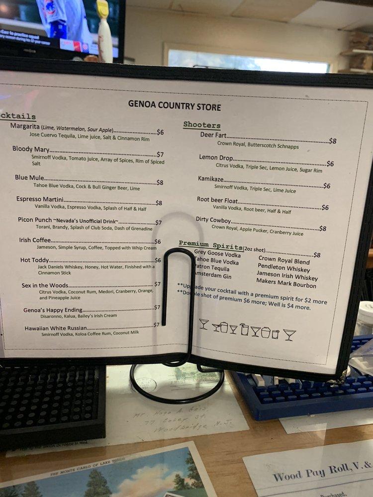 Menu at Genoa Country Store pub & bar, Genoa