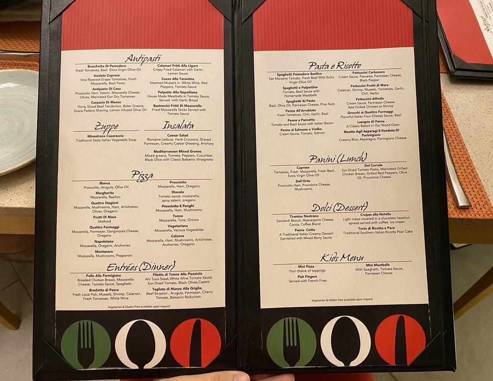 Menu at Grazie, Cancún