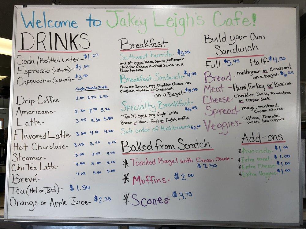 Carta de Jakey Leigh's Café Bakery, Kanab
