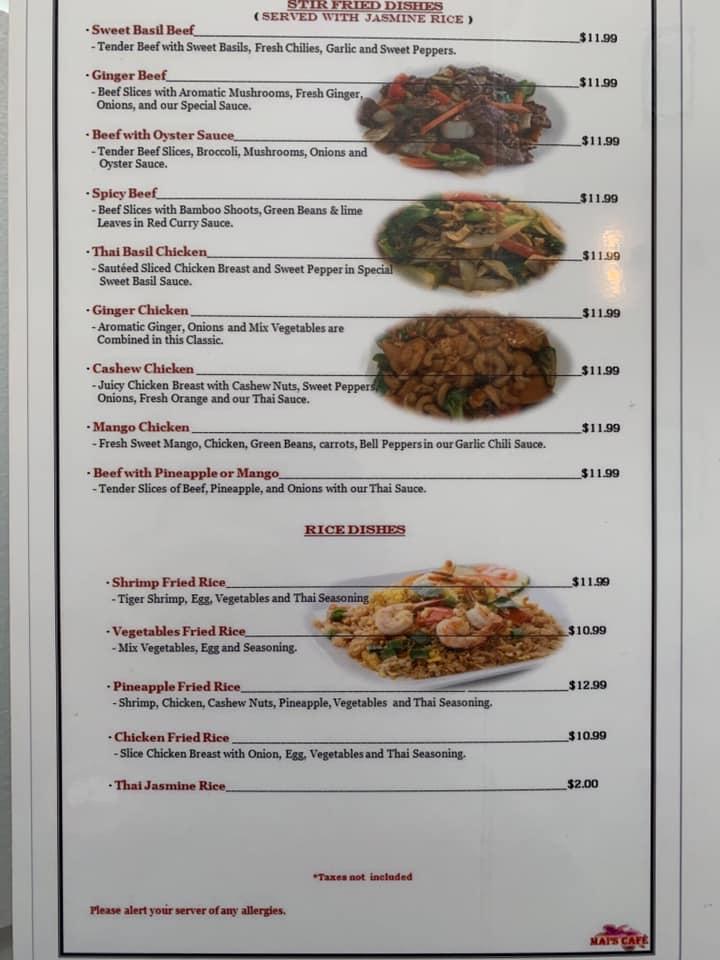 Menu at Mai's Café & Bistro, London