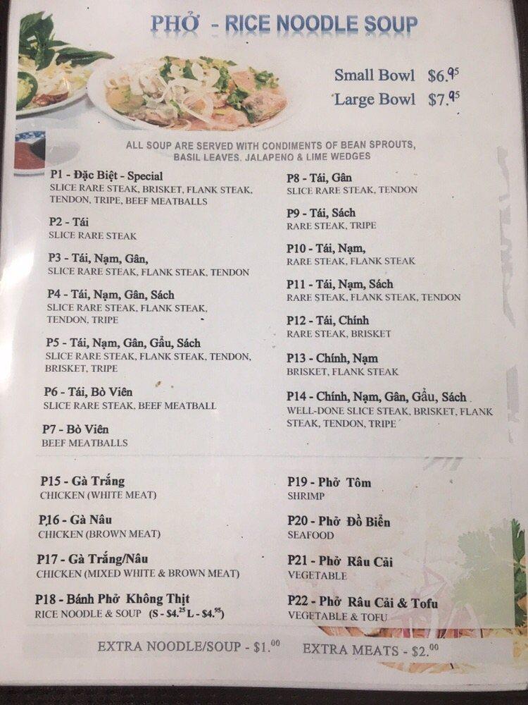 Menu at Phở Lúc Lắc restaurant, Houston