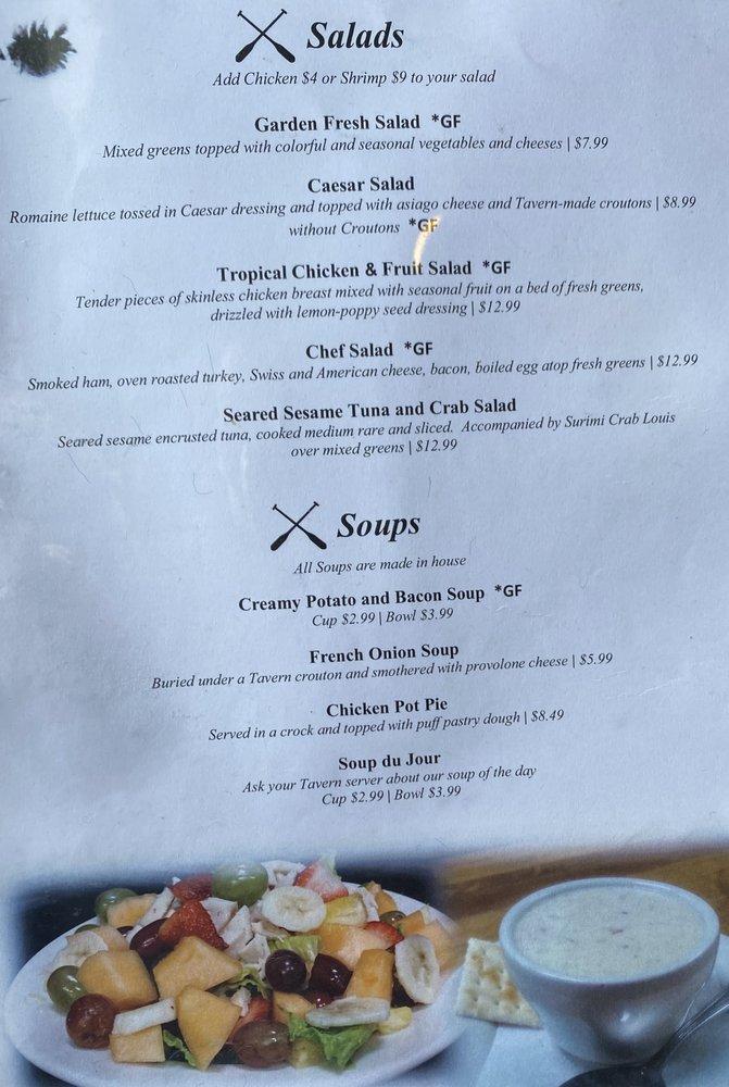 Menu at Tavern on the James restaurant, Scottsville