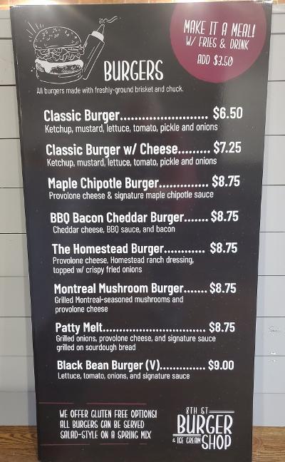 Menu at 8th Street Burger Shop restaurant, Baldwin City