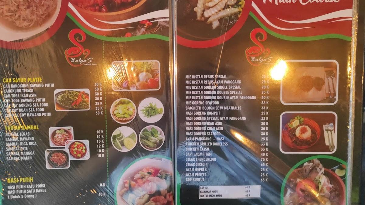 Carta de Balga's Cafe, Balikpapan