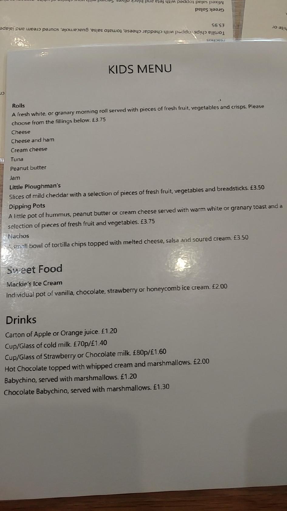 Menu at Cake Cafe, North Berwick