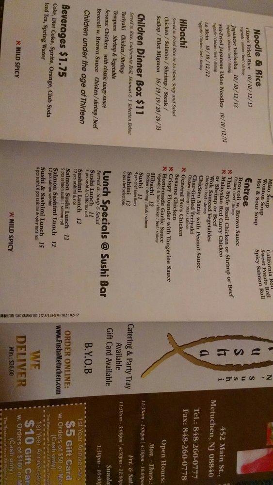 Menu at Fusha Asian Bistro & Sushi restaurant, Metuchen