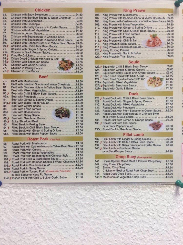 Menu at Hong Kong Kitchen restaurant, Southend-on-Sea