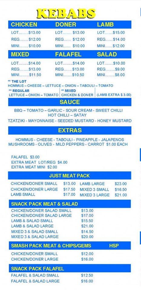 Menu at JD's Kebabs Chicken Pizza fast food, Wagga Wagga