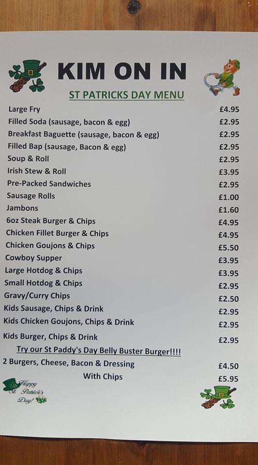 Menu at Kim On In restaurant, Downpatrick