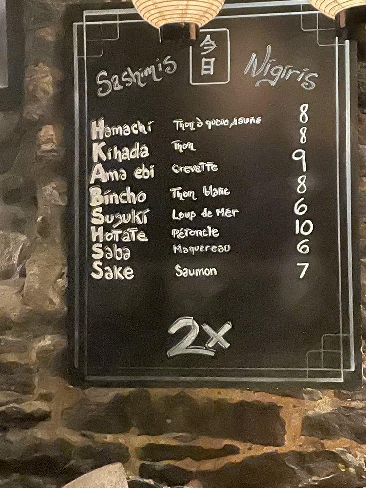 Menu at Kyo Bar Japonais, Montréal, 711 Côte place-d'Armes