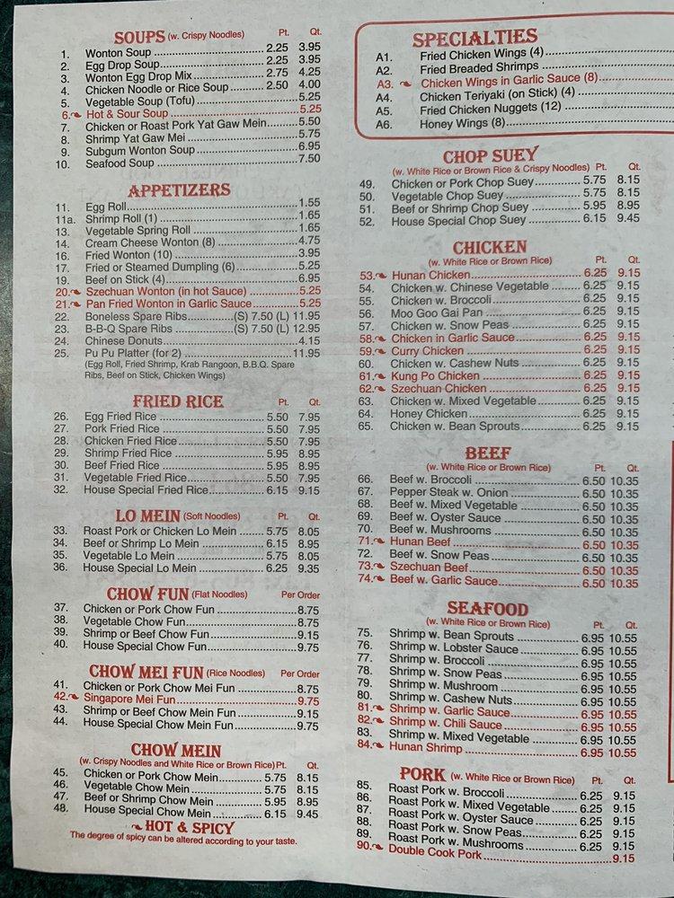 Menu at Lucky Wok restaurant, Lake Wales