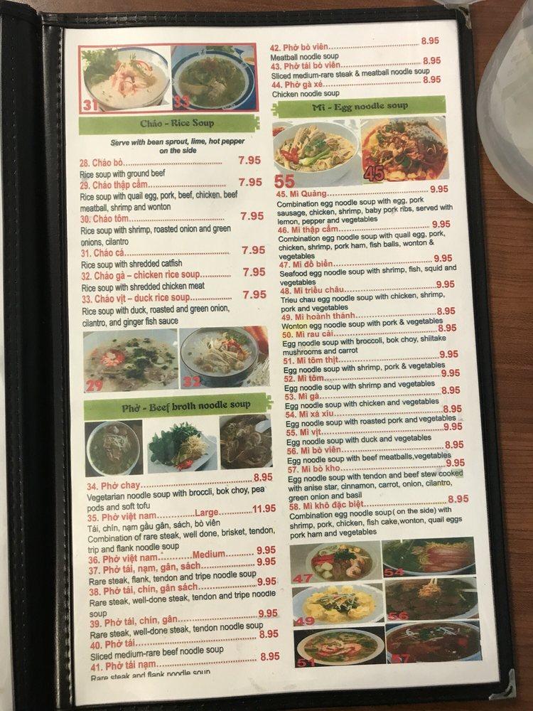 Menu at Nha Hang Viet Nam restaurant, Chicago