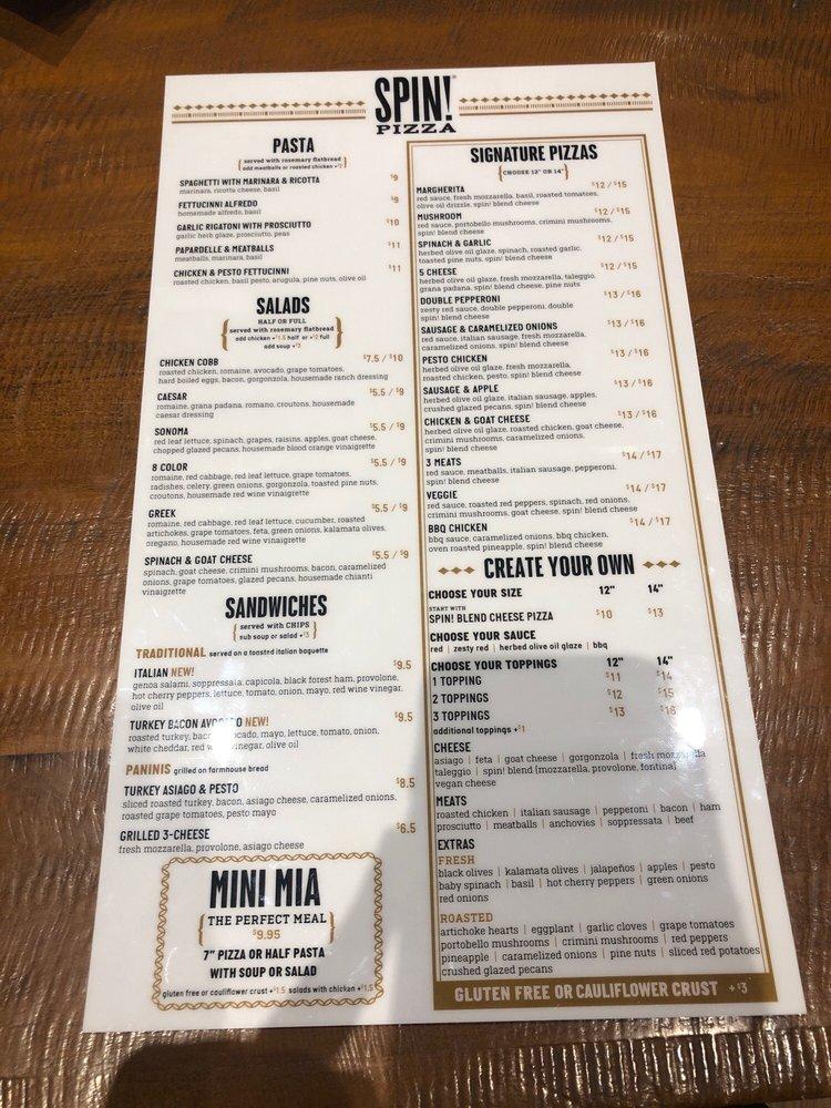 Menu at SPIN! Pizza pizzeria, Papillion, 248 Olson Dr