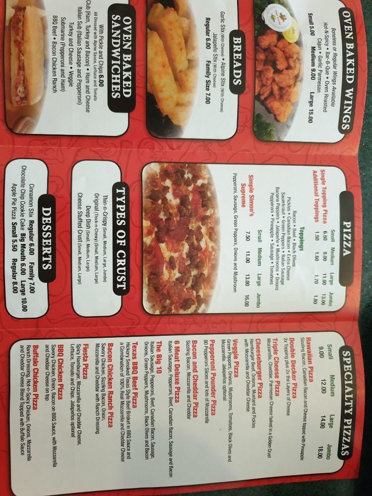 Menu at Simple Simon's Pizza - Paola, KS pizzeria, Paola