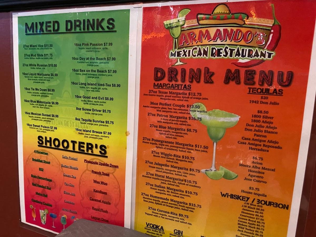 Menu at Armando's Mexican Restaurant, Saint George