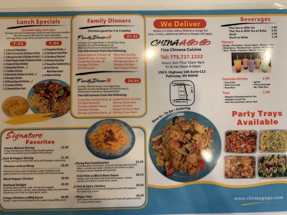 Menu at China A Gogo restaurant, Pahrump