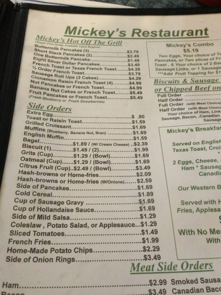 Menu at Mickey's Restaurant, Fort Pierce
